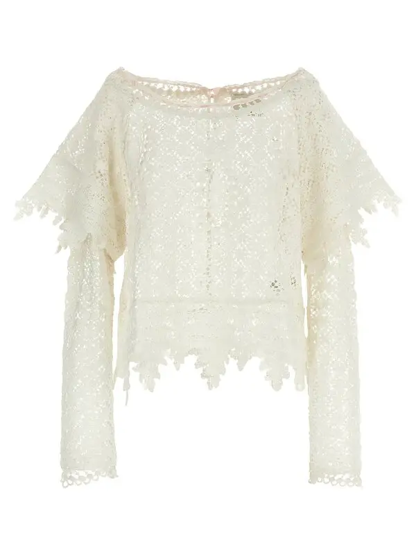 Isabel Marant Hyliana Crochet Cotton Sweater - White