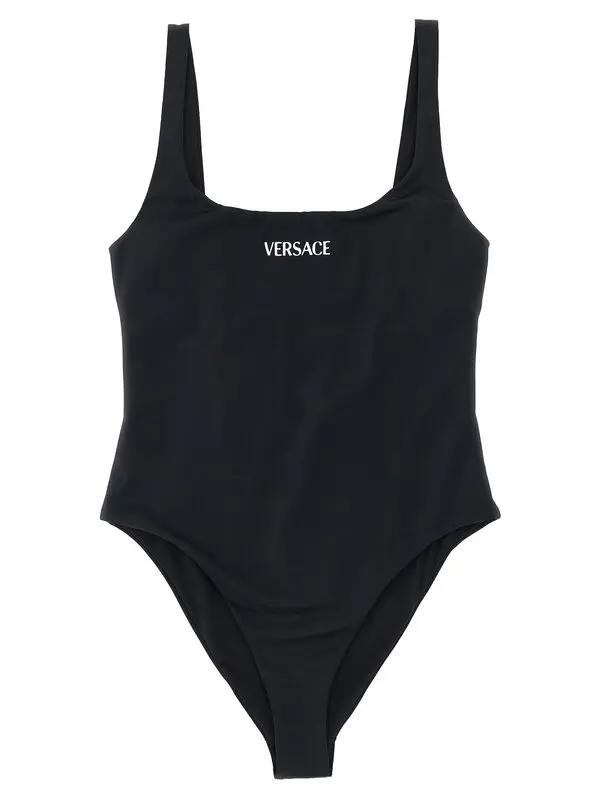 Versace Logo One-piece Swimsuit - Black