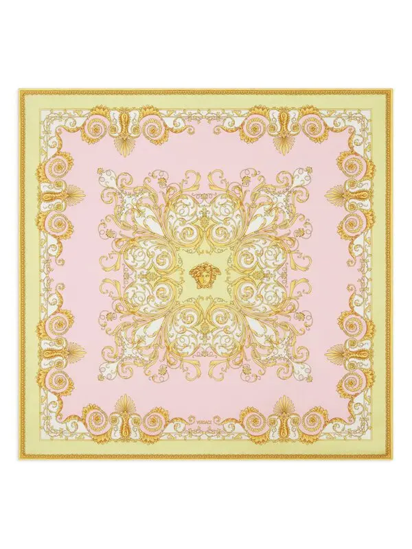 Versace Barocco Print Silk Foulard - Pink