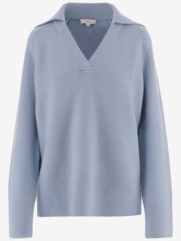 Vince Stretch Wool And Cashmere Blend Polo Sweater