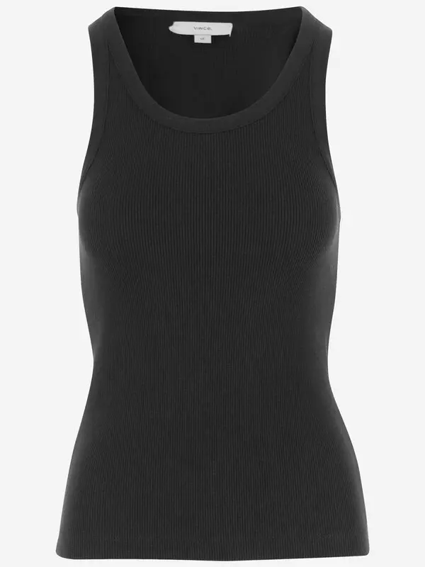 Vince Stretch Cotton Blend Tank Top - Black