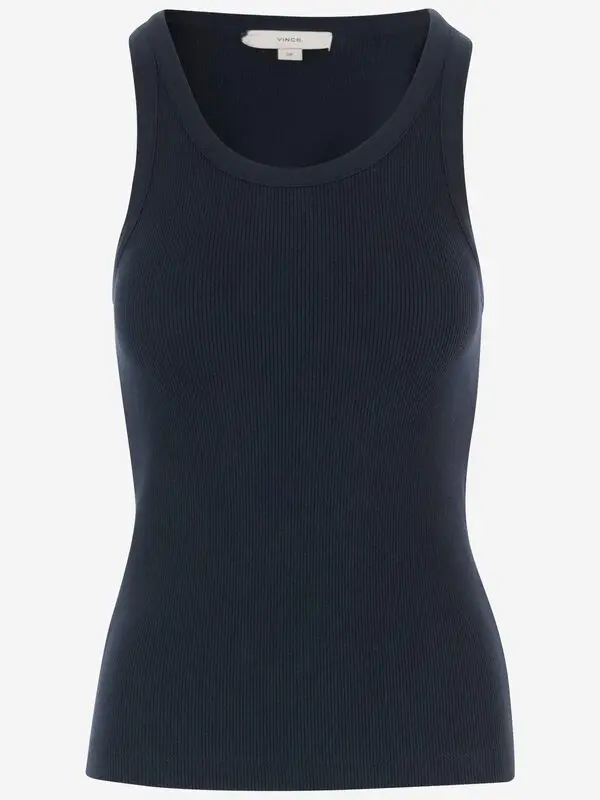 Vince Stretch Cotton Blend Tank Top - Blue