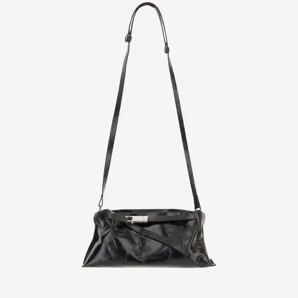 Benedetta Bruzziches Lauren Glossy Leather Shoulder Bag - Black