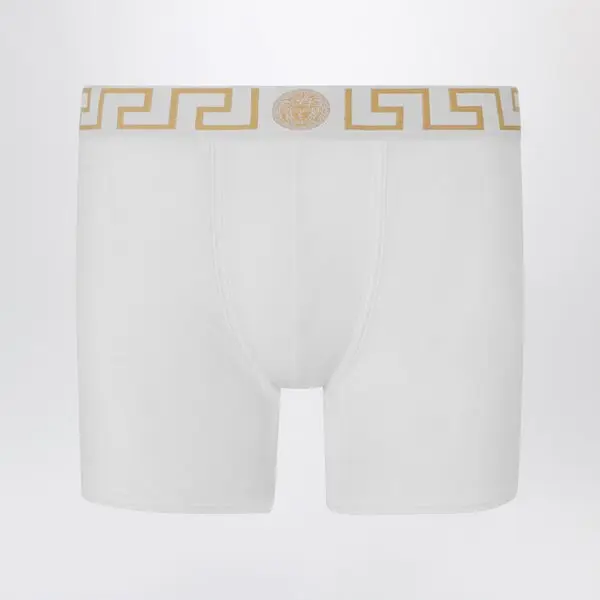 Versace Fitted Boxers With Greca Waistband - White