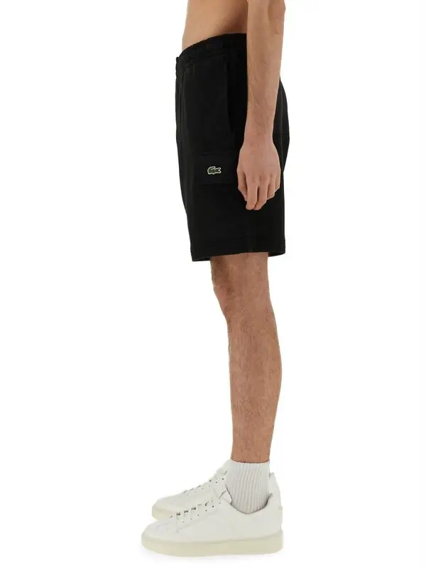 Lacoste Cotton Fleece Cargo Shorts - Black