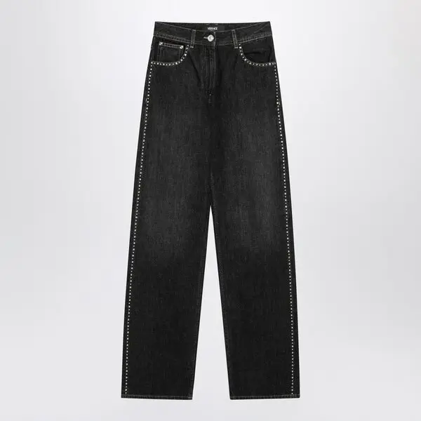 Versace Stone-washed Jeans With Stud And Crystal Embellishments