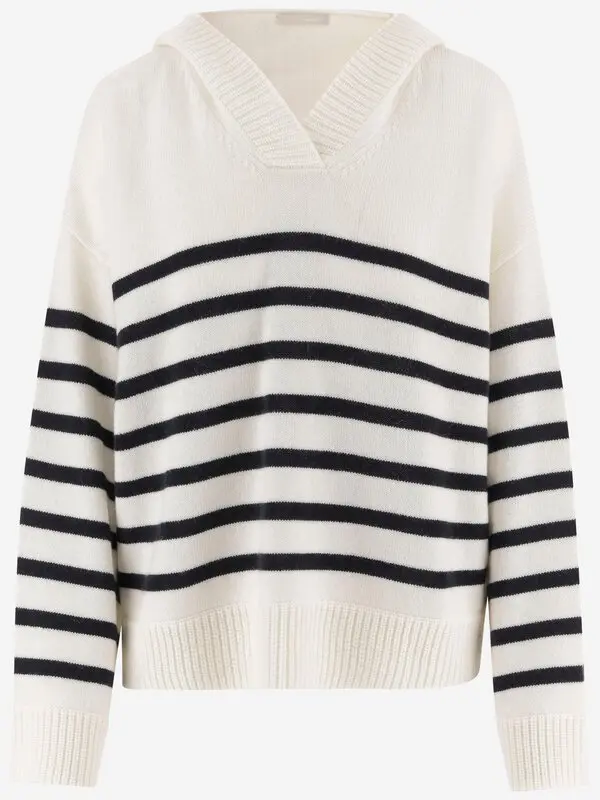 ALLUDE Striped Cashmere Sweater - Red