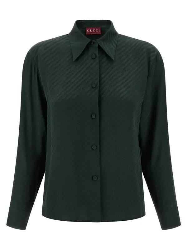 Gucci Incrocio Gg Jacquard Silk Shirt