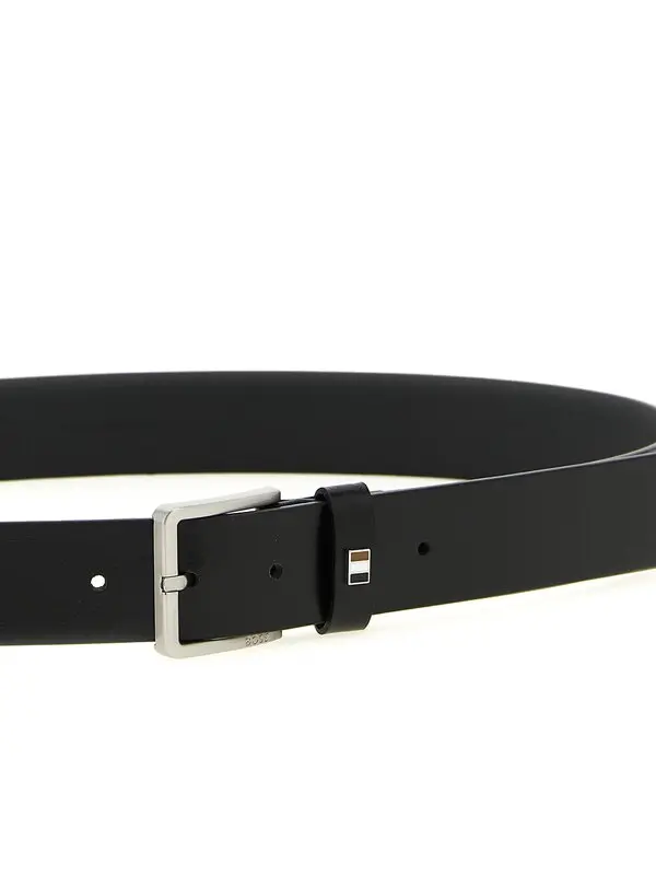 Hugo Boss Leather Belt With Metallic Detail