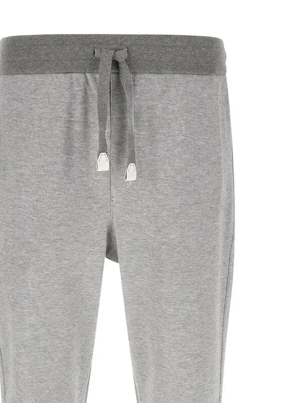 Brioni Piqué Cotton Joggers - Gray