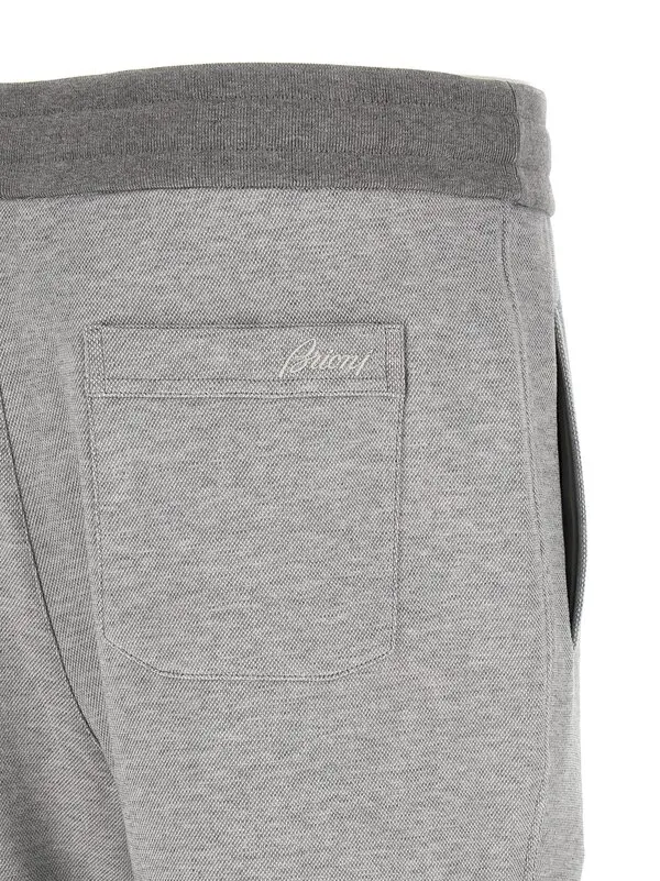 Brioni Piqué Cotton Joggers - Gray