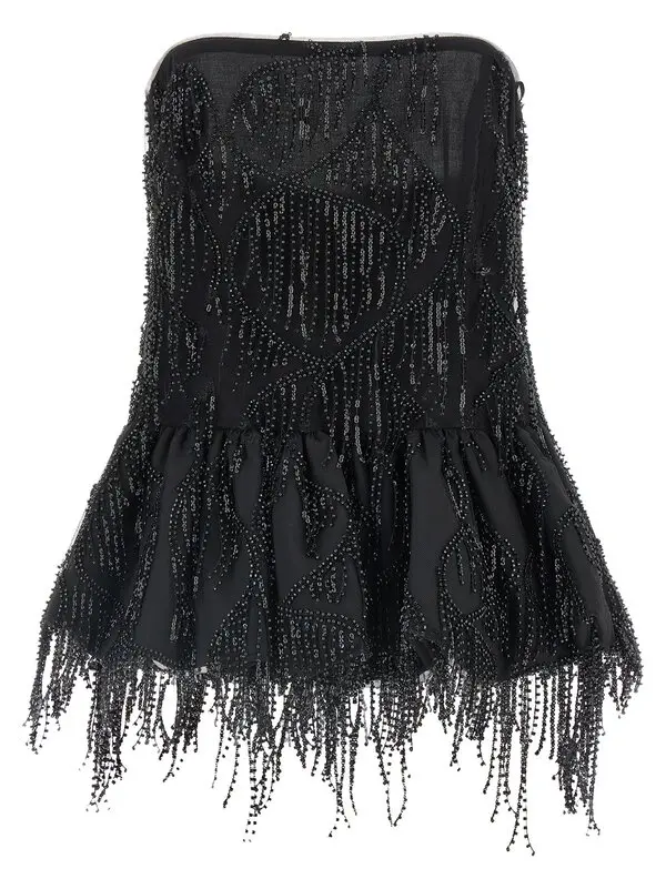 ROTATE BY BIRGER CHRISTENSEN Sequin Embellished Sleeveless Top - Black