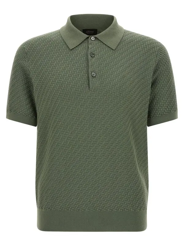 Brioni Weaving Polo Plot - Green