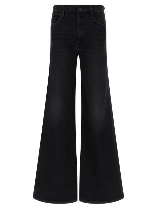 MOTHER The Roller Sneak Wide Leg Jeans - Black