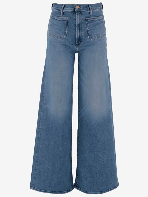 MOTHER Wide Leg Jeans In Stretch Cotton Blend