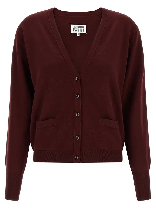 MAISON MARGIELA Four Stitches Virgin Wool Cardigan - Bordeaux