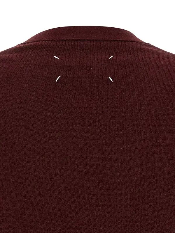 MAISON MARGIELA Four Stitches Virgin Wool Cardigan - Bordeaux