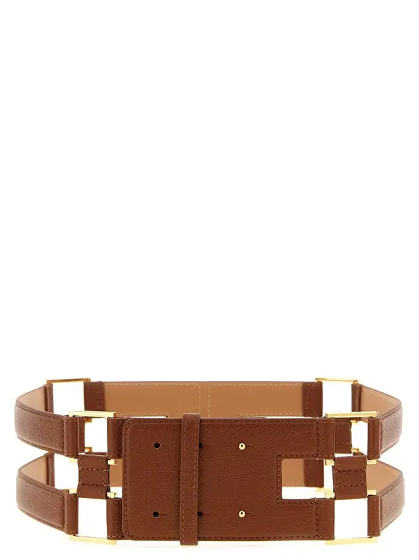 Elisabetta Franchi Double Band Belt - Brown