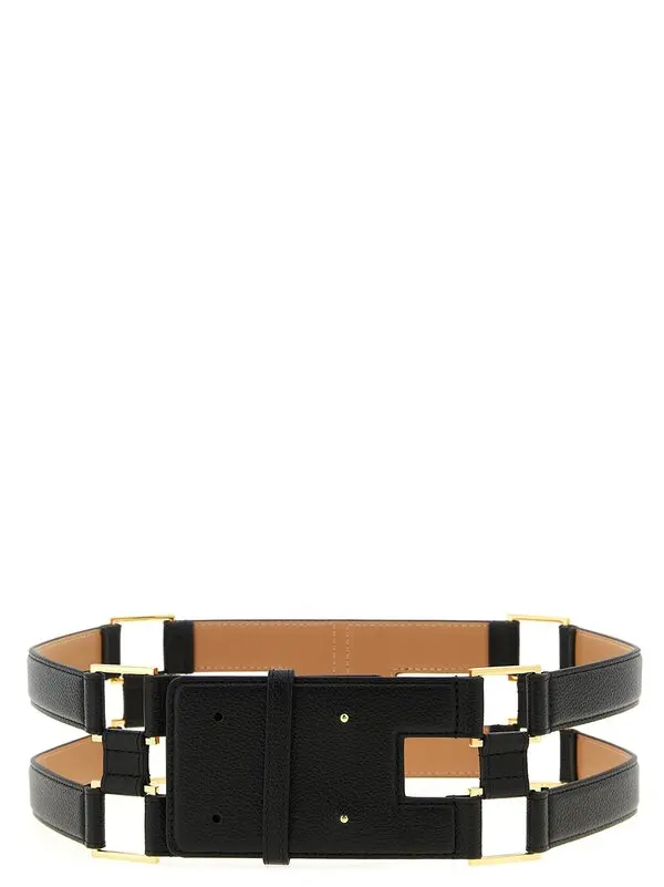 Elisabetta Franchi Double Band Belt - Black