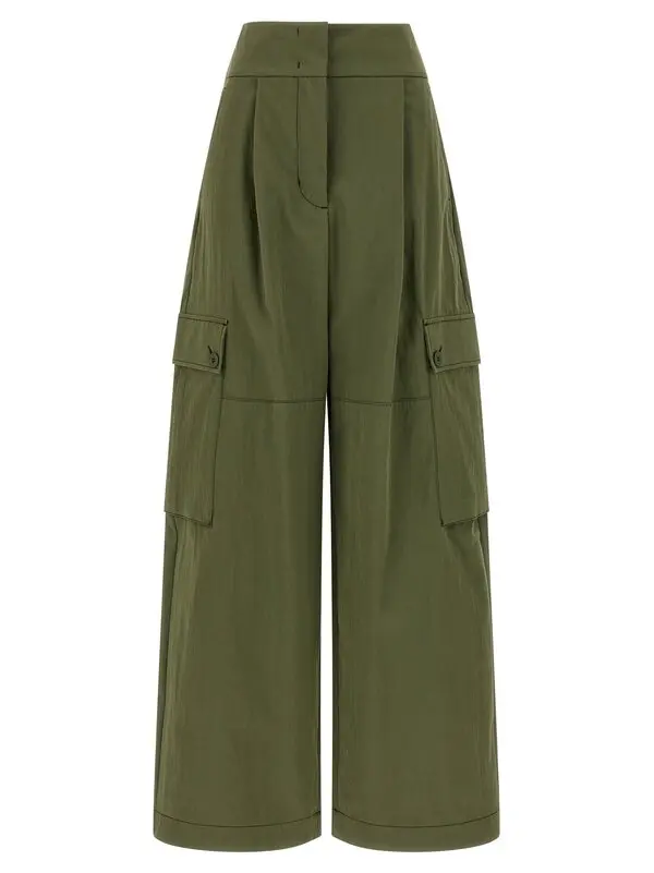 Max Mara Washed Gabardine Cotton Blend Trousers