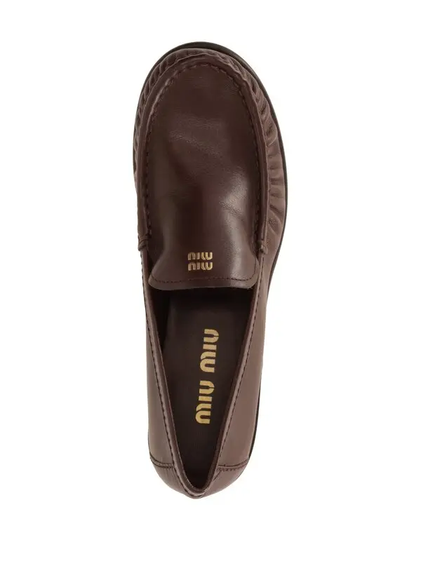 Miu Miu Buffalo Leather Loafers - Moro