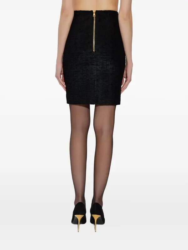 Balmain Monogram Midi Skirt - Black