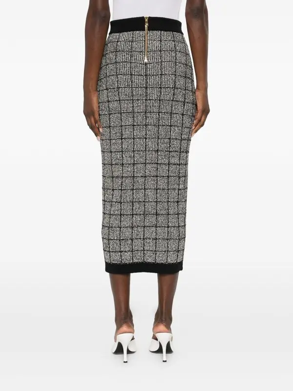 Balmain Tweed Long Skirt - Black