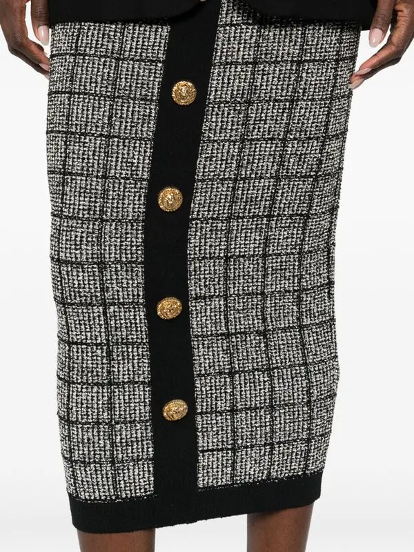 Balmain Tweed Long Skirt - Black