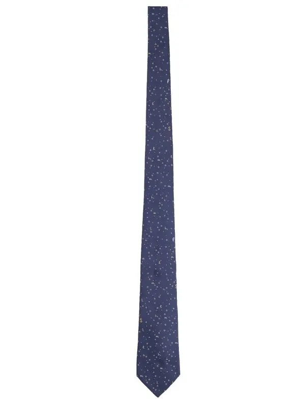Paul Smith Printed Silk Neck Tie - Blue