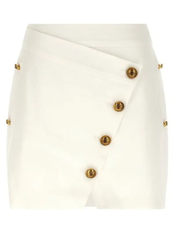 Elisabetta Franchi Cotton Gabardine Mini Skirt - White
