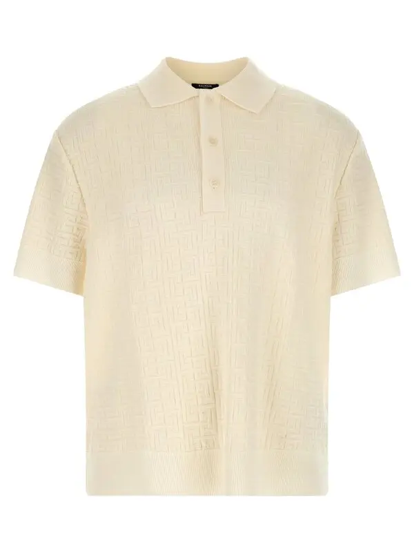 Balmain Monogram Jacquard Polo Shirt