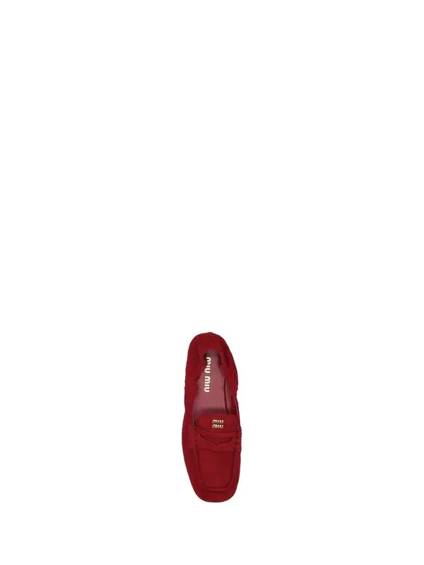 Miu Miu Suede Moccasins With Logo