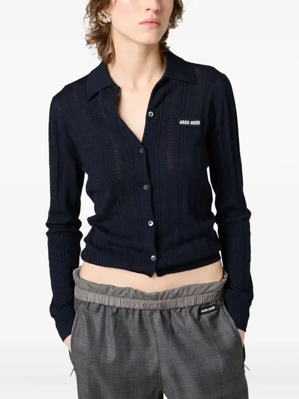 Miu Miu Maglieria Cashmere Openwork Knit - Bleu