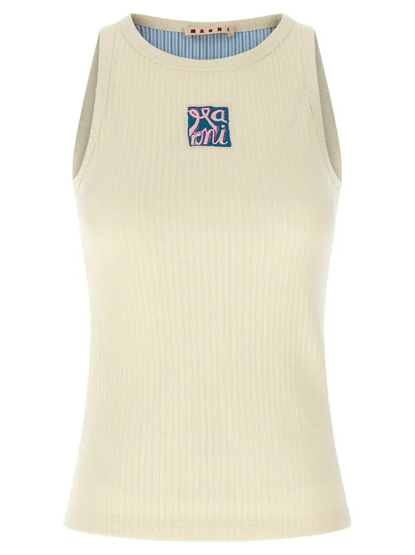 Marni Logo Patch Tank Top - Beige