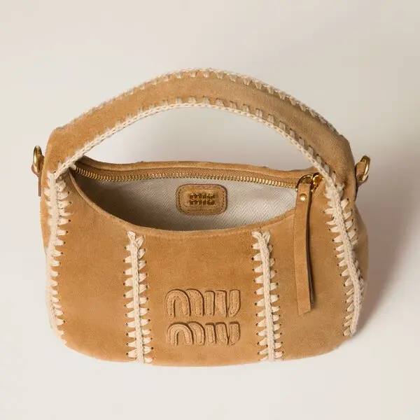 Miu Miu Wander Small Crochet Suede Bag