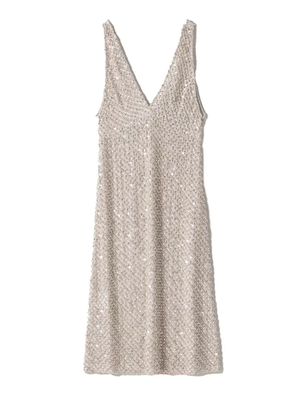 Miu Miu Embroidered Chiffon Dress - Argento