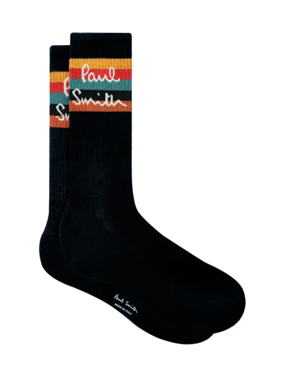 Paul Smith Cotton Striped Socks - Black