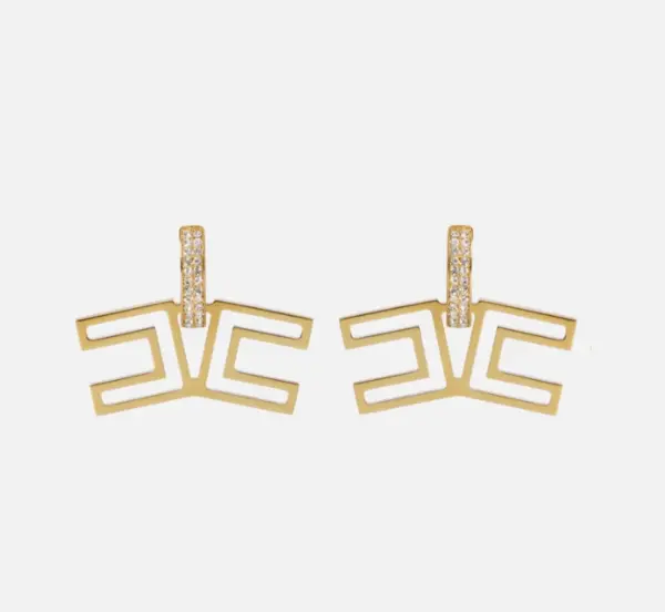 Elisabetta Franchi Logo Detail Earrings - Golden