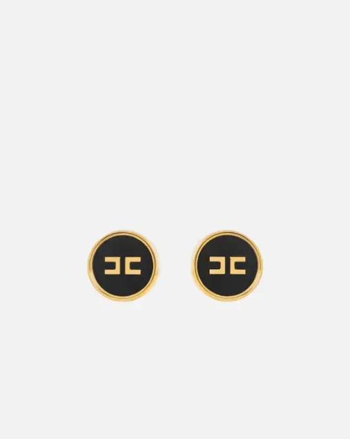 Elisabetta Franchi Logo Stud Earrings - Golden