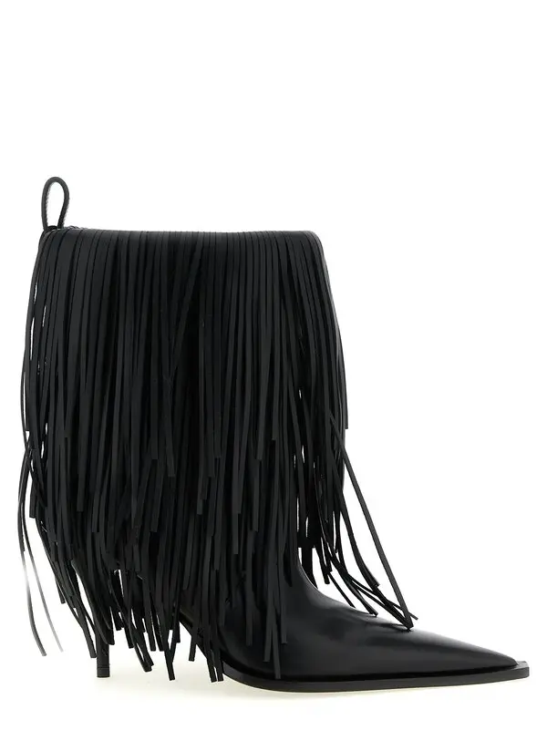 Balenciaga Avenue Fringe Ankle Boots - Black