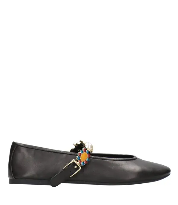 Jeffrey Campbell Leather Mary Jane Flats - Black