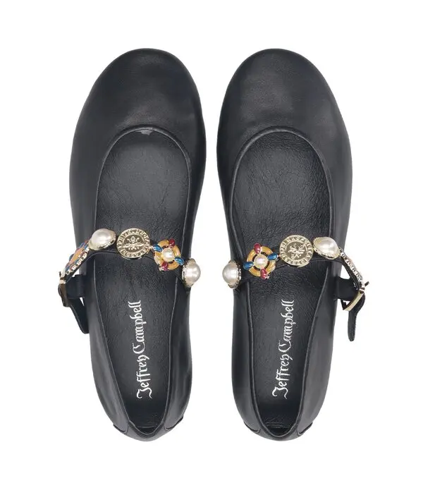 Jeffrey Campbell Leather Mary Jane Flats - Black
