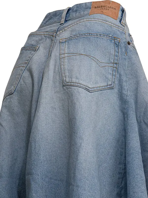 Balenciaga Godet Long Denim Skirt