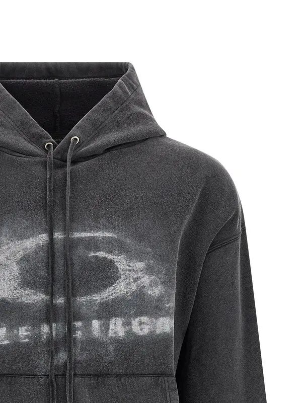 Balenciaga Washed Crayon Loop Hoodie - White/black