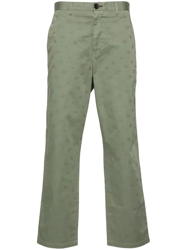 Paul Smith Monogram Jacquard Straight Trousers - Lt Greyish Green
