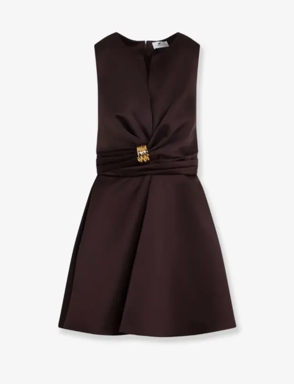 Elisabetta Franchi Duchesse Satin Dress - Brown