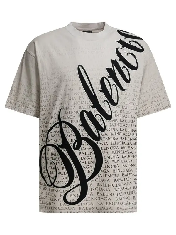 Balenciaga Big B' Crew Neck T Shirt - White