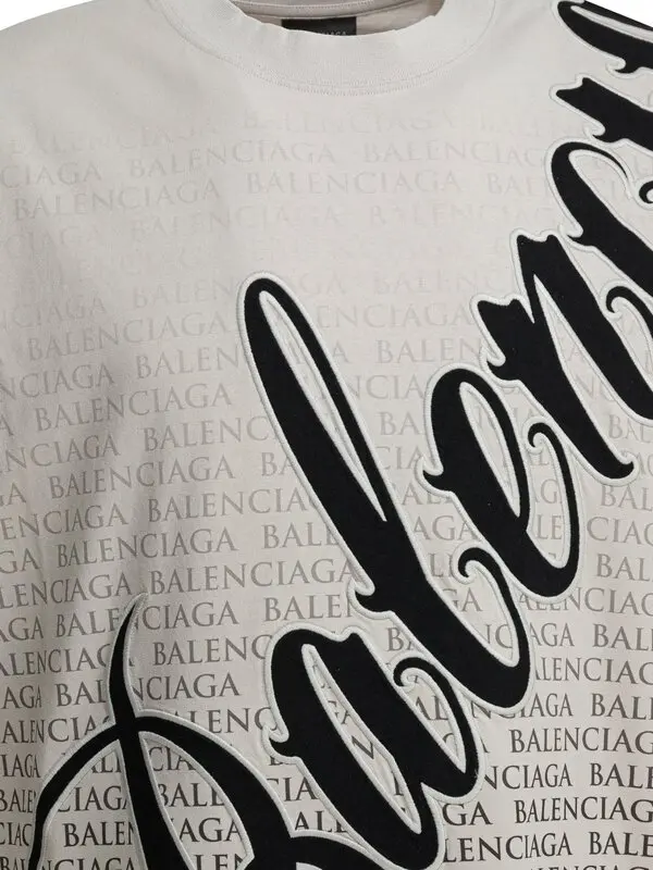 Balenciaga Big B' Crew Neck T Shirt - White
