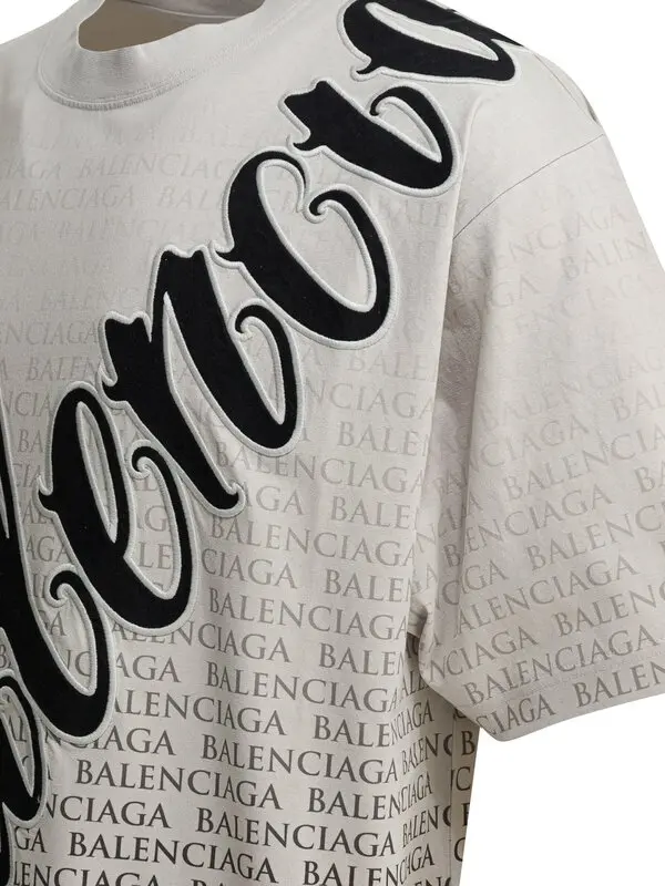 Balenciaga Big B' Crew Neck T Shirt - White