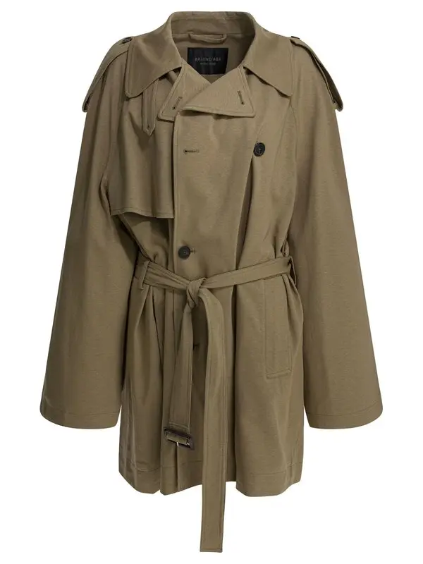 Balenciaga Short Trench Coat In Explorer - Beige